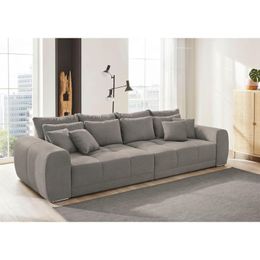 Jockenh&ouml;fer Big-Sofa &raquo;Moldau XXL, B: 306 cm&laquo; Mega-Sofa, mit 4 Zierkissen & Federkern grau Feinstruktur (100% Polyester) in Sitz, R&uuml;cken- und Zierkissen;Luxus-