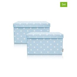Lifeney 2er-Set: Aufbewahrungsboxen "Sterne" in Hellblau - (B)37 x (H)21 x (T)25 cm - 52% | Kisten-koerbe