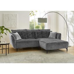Jockenh&ouml;fer Ecksofa &raquo;Salo L-Form, B: 251 cm&laquo; im Retrolook mit Wellenfederung, mit Zierkissen grau Korpus: 100% Polyester;Kissen: 100% Polyacryl