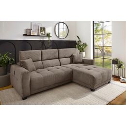 Jockenh&ouml;fer Ecksofa &raquo;Cremona L-Form, B: 263 cm, mit 30 cm elektr. Sitztiefenverstellung&laquo; 140kg Belastbarkeit je Sitz, Kopfteilverstellung & USB-Anschluss Korpus: 