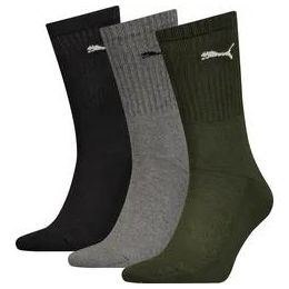 Socken Puma "Puma UNISEX CREW SOCK 3P", Herren, Gr. 39-42, gr&uuml;n (gr&uuml;n combo), Baumwollmischung, normal, Socken Socken, mit farblichem Logo
