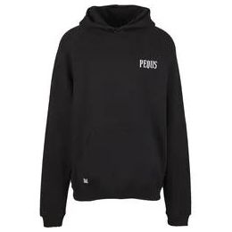 Kapuzenpullover PEQUS "PEQUS PEQUS Back Logo Hoodie", Herren, Gr. M, schwarz, 100% Baumwolle, mehrfarbig, oversize, ohne Ausschnitt, Pullover Kapuzenpullover