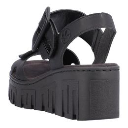 Rieker Damen Keilsandalette , Sommerschuh, Sandale, Keilabsatz, mit Plateau schwarz 38