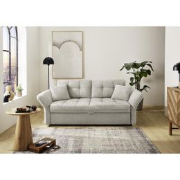 Jockenh&ouml;fer Schlafsofa &raquo;Leon, B: 147 - 187 cm, Liegefl. 120 - 160x200 cm, Breite w&auml;hlbar&laquo; mit Bettfunktion & Zierkissen, in 3 Breiten grau Korpus: 100% Polyester;