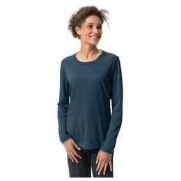 Longsleeve Vaude "WOMEN'S ESSENTIAL LS T-SHIRT", Damen, Gr. 44, blau (schwarz sea uni), Obermaterial: 100% Polyester, normal, Rundhals, Shirts, sportliche Passform, lang&auml;rmlig, mit Rundhalsausschnitt