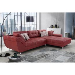 Jockenh&ouml;fer Ecksofa &raquo;San Francisco L-Form, B: 358 cm&laquo; mit Zierkissen, eingearbeiteter Kaltschaummatte rot Luxus-Microfaser ALCATOP (100% Polyester);Luxus-