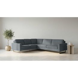 Home Affaire Ecksofa &raquo;Pinto, XXL, 250/290 cm, langer Schenkel, Ottomane&laquo; Cord, Chenille, Lederoptik, mit Keder, Metallf&uuml;&szlig;e, Wellenunterfederung 100% 