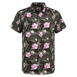 Eight2Nine Hemd in Khaki/ Schwarz/ Rosa - 52% | Gr&ouml;&szlig;e L | Herren-plussize