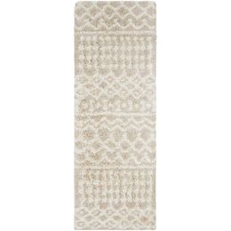 Hochflor-Teppich &raquo;DUBAI&laquo; rechteckig 52 mm H&ouml;he Boho Shaggy Teppich, Weich, Flauschig, Kuschelig, Schlafzimmer beige Kunstfaser, Polypropylen