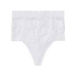 bonprix Damen bonprix String Packung, 2 Stk. mit breitem Spitzenbund, elastisches Material, figurbetonte Passform 42, 2 Stk.