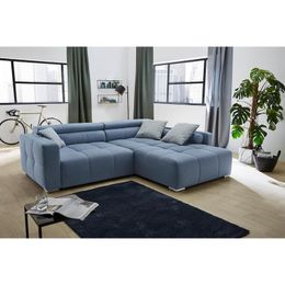 Jockenh&ouml;fer Ecksofa &raquo;Salerno L-Form, B: 280 cm&laquo; im Big-Sofa-Style, mit Kopfteilverstellung & Zierkissen blau Kissenbezug: 75% Baumwolle, 25% Polyester. Korpus/