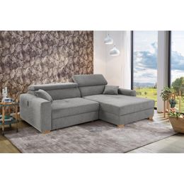 Jockenh&ouml;fer Ecksofa &raquo;Slider L-Form, B: 277 cm, mit 60 cm elektr. Sitztiefenverstellung&laquo; 140kg Belastbarkeit, USB-Anschluss, Kopfteilverstellung & Zierkissen grau 