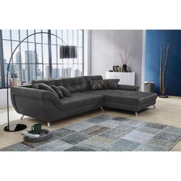 Jockenh&ouml;fer Ecksofa &raquo;San Francisco L-Form, B: 358 cm&laquo; mit Zierkissen, eingearbeiteter Kaltschaummatte grau Luxus-Microfaser ALCATOP (100% Polyester);Luxus-