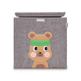 Lifeney Aufbewahrungsbox "B&auml;r" in Grau/ Hellbraun - (B)33 x (H)33 x (T)33 cm - 59% | Kisten-koerbe