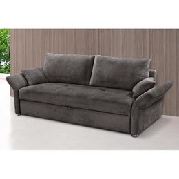 Jockenh&ouml;fer Schlafsofa &raquo;Luca, B: 166-185 cm, Liegefl. 141-163x201 cm&laquo; mit Bettfunktion, Bettkasten & Armteilverstellung, in 2 Breiten grau Luxus-Microfaser (100% 