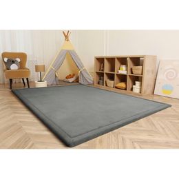 Paco Home Teppich &raquo;Tatami 475&laquo; rechteckig 24 mm H&ouml;he Kurzflor, Uni-Farben, mit Memory Foam, waschbar grau Polyester