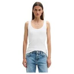 Marc O'Polo T-Shirt MARC O'POLO "aus elastischem Rippjersey", Damen, Gr. S, wei&szlig;, Obermaterial: 97% Baumwolle, 3% Elasthan, unifarben, slim fit, tiefer Rundhals, Shirts T-Shirt
