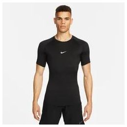 Trainingsshirt Nike "M NP DF TIGHT TOP SS", Herren, Gr. S, schwarz-wei&szlig; (schwarz, wei&szlig;), Obermaterial: 90% Polyester, 10% Elasthan, normal, Shirts, eng anliegender Schnitt, atmungsaktiv, schnell trocknend, elastisch
