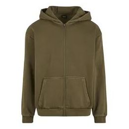 Sweatjacke Urban Classics "Urban Classics Vintage Heavy Zip Hoodie", Herren, Gr. XXL, warmkhaki, 70% Baumwolle, 30% Polyester, unifarben, Sweatjacken Sweatjacke