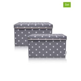 Lifeney 2er-Set: Aufbewahrungsboxen "Sterne" in Anthrazit - (B)37 x (H)21 x (T)25 cm - 47% | Kisten-koerbe