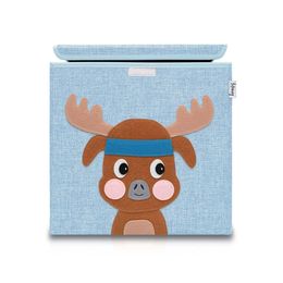 Lifeney Aufbewahrungsbox "Hirsch" in Hellblau/ Braun - (B)33 x (H)33 x (T)33 cm - 48% | Kisten-koerbe