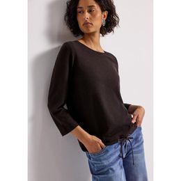 Street One Damen Street One 3/4-Arm-Shirt in Strick-Look Qualit&auml;t braun 34