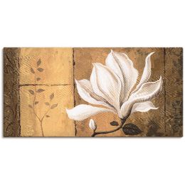 Artland Leinwandbild &raquo;Magnolie an Gold-Braun&laquo; Blumen 1 Stk. tlg. auf Holzrahmen gespannt beige Leinwand