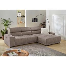 Jockenh&ouml;fer Ecksofa &raquo;Le Mans L-Form, B: 320 cm, mit 30 cm elektr. Sitztiefenverstellung&laquo; Kopfteilverstellung, induktive Ladestation, USB-Anschluss & Zierkissen 