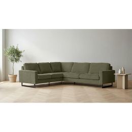 Home Affaire Ecksofa &raquo;Pinto, XXL, 250/290 cm, langer Schenkel, Ottomane&laquo; Cord, Chenille, Lederoptik, mit Keder, Metallf&uuml;&szlig;e, Wellenunterfederung gr&uuml;n 