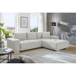 Jockenh&ouml;fer Ecksofa &raquo;Luciano L-Form, B: 282 cm&laquo; mit Bettfunktion, Bettkasten, induktive Ladestation & USB-Anschluss grau Korpus: 95% Polyester, 5% Nylon;Kissen: 