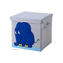 Fackelmann Aufbewahrungsbox "Elefant" in Grau/ Blau - (B)30 x (H)30 x (T)30 cm - 50% | Kisten-koerbe