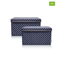 Lifeney 2er-Set: Aufbewahrungsboxen "Punkte" in Dunkelblau - (B)37 x (H)21 x (T)25 cm - 55% | Kisten-koerbe