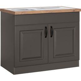 Wiho-K&uuml;chen wiho K&uuml;chen Sp&uuml;lenschrank &raquo;Erla, TOPSELLER&laquo; 100 cm breit mit Kassettenfront grau