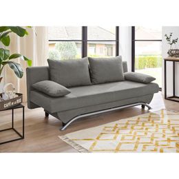 Jockenh&ouml;fer Schlafsofa &raquo;Nancy, B: 190 cm, Liegefl. 121x190 cm&laquo; mit Bettfunktion & Bettkasten grau Luxus-Microfaser ALCATOP (100% Polyester);Kunstleder SOFTLUX ;