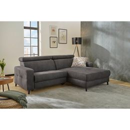 Jockenh&ouml;fer Ecksofa &raquo;Doppio L-Form, B: 247 cm, mit elektr. Relaxfunktion und&laquo; Kopfteilverstellung, USB-Anschluss, induktive Ladestation & Zierkissen grau Korpus: 