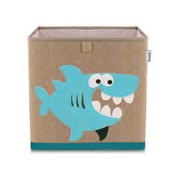 Lifeney Aufbewahrungsbox "Hai" in Hellbraun/ Hellblau - (B)33 x (H)33 x (T)33 cm - 50% | Kisten-koerbe