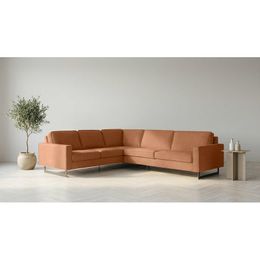 Home Affaire Ecksofa &raquo;Pinto, XXL, 250/290 cm, langer Schenkel, Ottomane&laquo; Cord, Chenille, Lederoptik, mit Keder, Metallf&uuml;&szlig;e, Wellenunterfederung 100% 