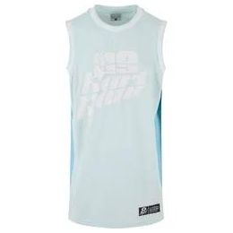 Tanktop Karl Kani "Karl Kani Signature Colorblock Basketball Jersey", Herren, Gr. S, lightaqua, aqua, 100% Polyester, bedruckt, normal, Tops Tanktop