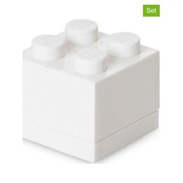 Lego 3er-Set: Aufbewahrungsboxen "Mini 4" in Wei&szlig; - (B)4,6 x (H)4,3 x (T)4,6 cm - 42% | Kisten-koerbe
