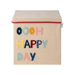 Fackelmann Aufbewahrungsbox "Happy Day" in Beige/ Bunt - (B)33 x (H)33 x (T)33 cm - 48% | Kisten-koerbe