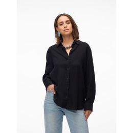 V&eacute;ro Moda Vero Moda Damen Hemdbluse &raquo;VMLINN LINEN LS SHIRT WVN NOOS&laquo; hochwertige Qaulit&auml;t mit Leinen schwarz S (36)
