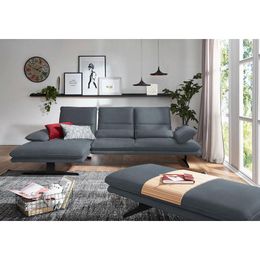 W.Schillig Ecksofa &raquo;broadway, Designsofa mit tollem Sitzkomfort&laquo; Sitztiefenverstellung, Kopfteil- & Seitenteilverstellung, Breite 291cm blau Longlife 