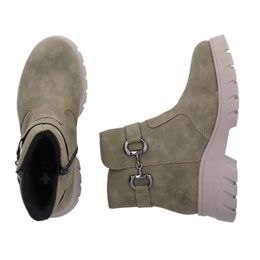 Rieker Damen Winterstiefelette , Winterboots, Plateausohle, mit Zierschnalle und Innenrei&szlig;verschluss gr&uuml;n 40