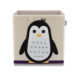 Lifeney Aufbewahrungsbox "Pinguin" in Beige/ Wei&szlig; - (B)33 x (H)33 x (T)33 cm - 50% | Kisten-koerbe