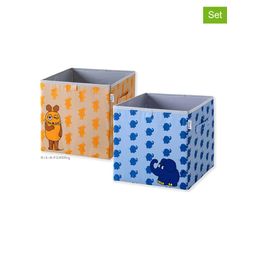 Lifeney 2er-Set: Aufbewahrungsboxen "Maus" in Blau/ Orange - (B)30 x (H)30 x (T)30 cm - 60% | Kisten-koerbe