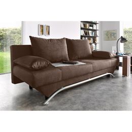 Jockenh&ouml;fer Schlafsofa &raquo;Nancy, B: 190 cm, Liegefl. 121x190 cm&laquo; mit Bettfunktion & Bettkasten braun Luxus-Microfaser ALCATOP (100% Polyester);Kunstleder SOFTLUX ;