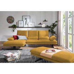 W.Schillig Ecksofa &raquo;broadway, Designsofa mit tollem Sitzkomfort&laquo; Sitztiefenverstellung, Kopfteil- & Seitenteilverstellung, Breite 291cm gelb Longlife 