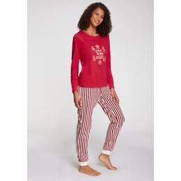 Lascana Damen Lascana Pyjama Set, 2-teilig, 2 tlg. Mit Weihnachtlichem Muster blau 40/42