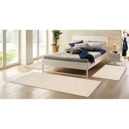 OTTO home Bettumrandung &raquo;Wolly, Handweb Teppiche&laquo; H&ouml;he 14 mm 3 Stk. tlg. Bettvorleger, Wolle, handgewebt, L&auml;ufer-Set Wohnzimmer, Schlafzimmer beige 