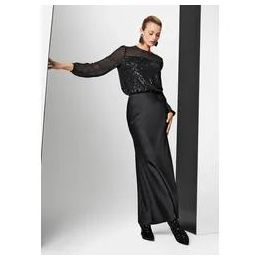 Madeleine Mode Midirock MADELEINE "Satinrock Eleganter Maxirock f&uuml;r festliche Anl&auml;sse", Damen, Gr. 42, schwarz, Obermaterial: 100% Polyester PES., Modern, normal, R&ouml;cke, Langer Satinrock in A-Linie